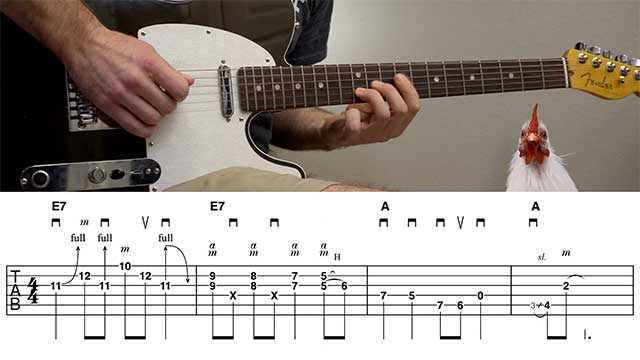 Chicken Pickin’ Lick 1 in A – Country Guitar Online